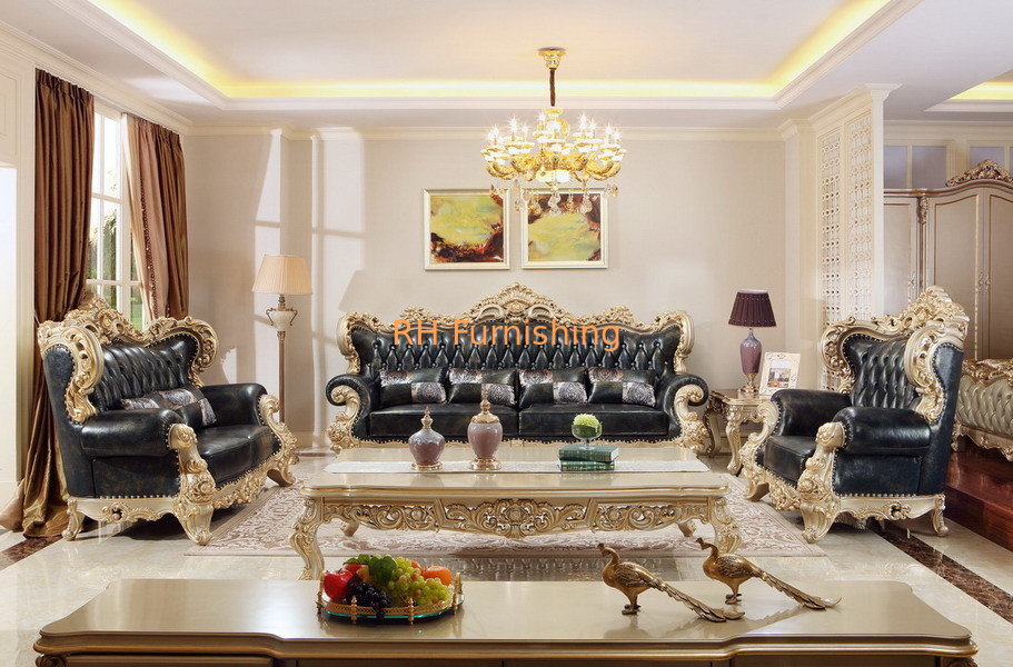 Luxury Classic Living room furniture1+2+4 Sofa sets online direct sales price by Beech wood and Italy Leather upholstery supplier