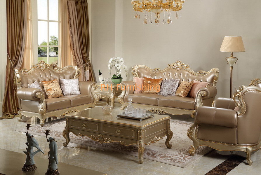 Italy Leather Luxury Sofa sets 1+2+3  for Villa living room used upholstered furniture made inChina factory direct price supplier