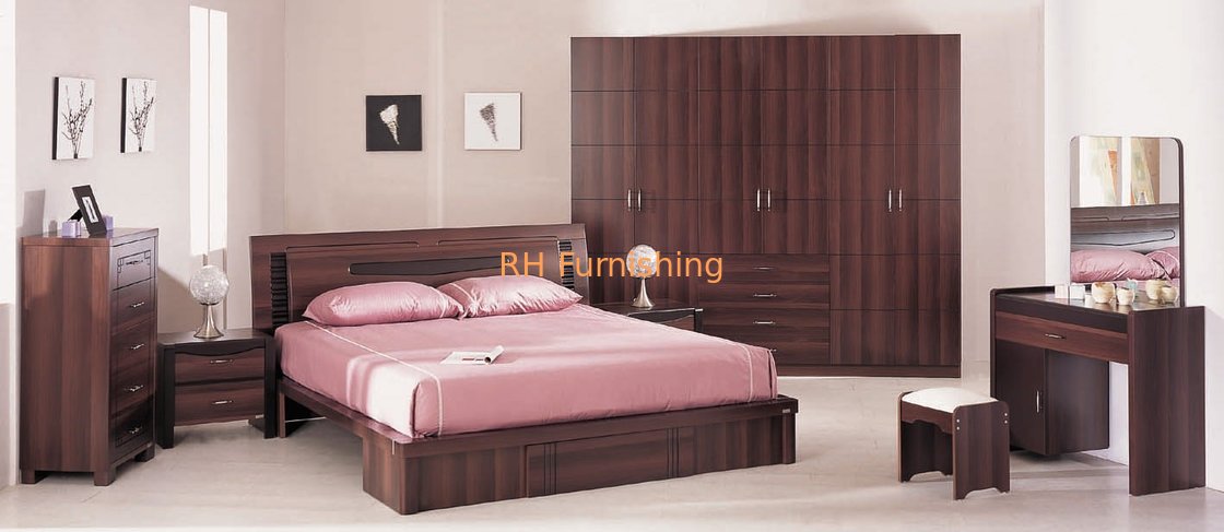 High Quality Home Furniture,Panel Bedroom Set,Wood Bed and Wardrobe,Nightstand,Dresser with Mirror,Amorie,Chest supplier
