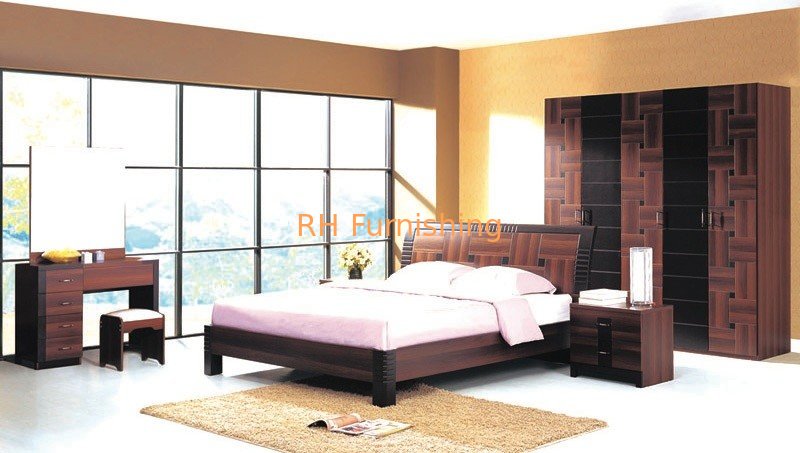 MDF+Paper Home Furniture,Panel Bedroom Set,Wood Bed and Wardrobe,Nightstand,Dresser with Mirror,Amorie,Chest supplier