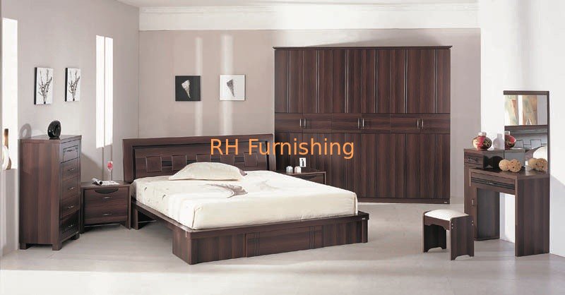 MDF Home Furniture,Panel Bedroom Set,Wood Bed and Wardrobe,Nightstand,Dresser with Mirror,Amorie,Chest supplier
