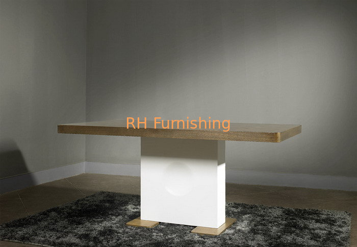 Modern Dining Room Furniture,Walnut Wood/White High Glossy Dining Table supplier