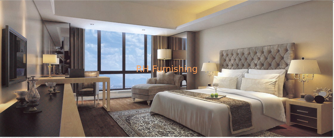 Luxury Hotel Bedroom Furniture,Bed,Upholsterd Pad Headboard,SR-023 supplier
