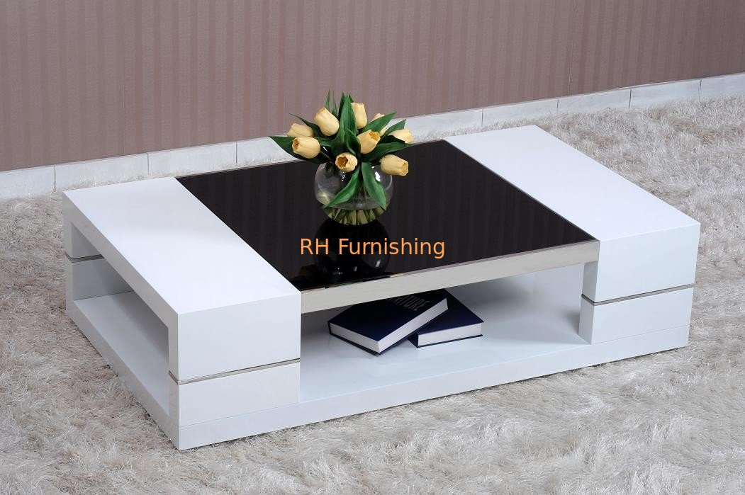 Wood Living Room Furniture,White,Black High Glossy Coffee Table,End Table,Cocktail Table,Side Table,Sofa Table supplier