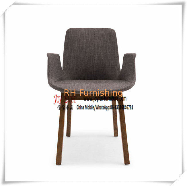Restaurant Walnut wood seating Chair with Brown Fabric Upholstery cushion supplier