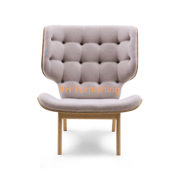 Lobby waiting leisure Fabric sofa chair by curved plywood furniture with wood legs supplier