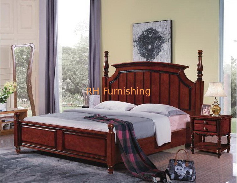 Tall headboard $200/set Walnut painting Rubber Wood Bedroom Furniture set in Pine bedboard supplier