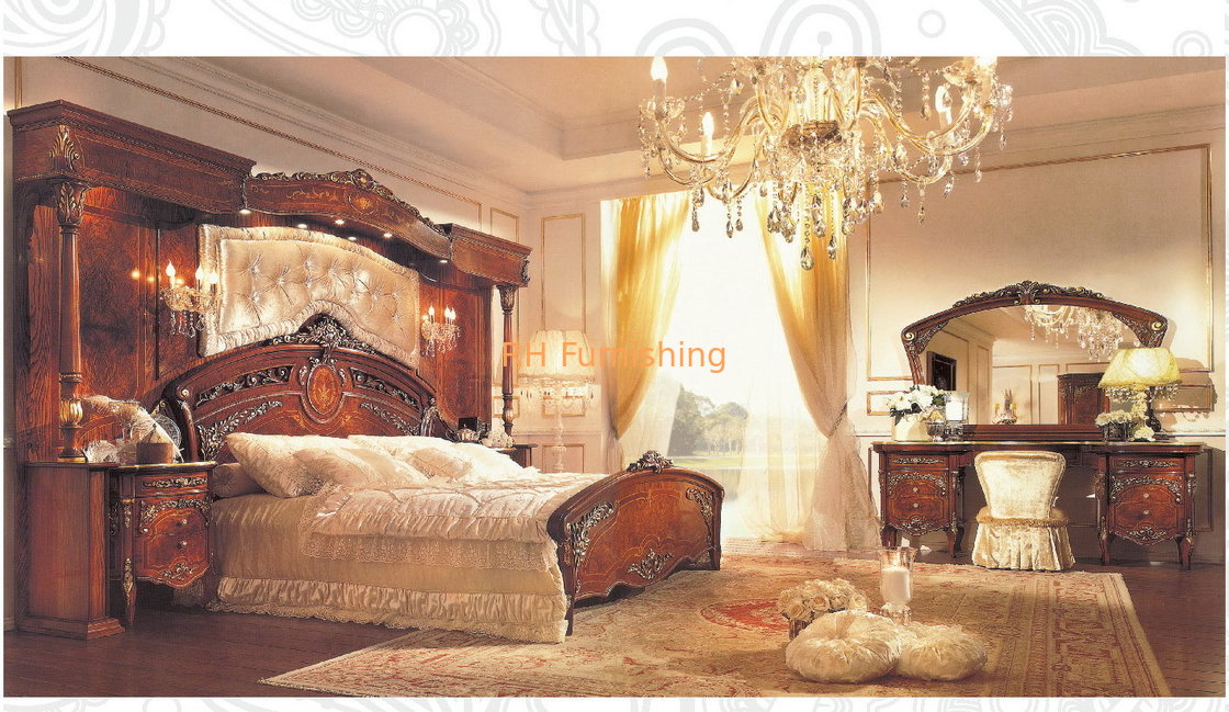 Luxury Villa/European Antique Bedroom Furniture,Wood Bed,Dressing with Mirror,VS-003 supplier