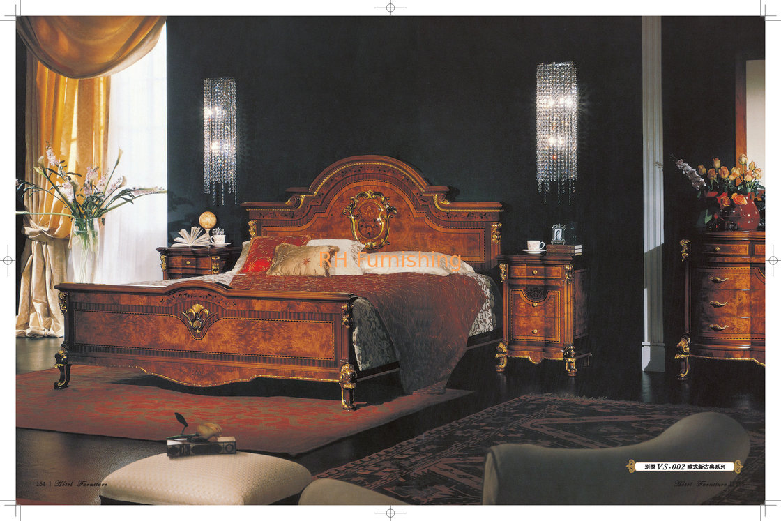 Luxury Villa/European Antique Bedroom Furniture,Bed,Wood Armoire,VS-002 supplier