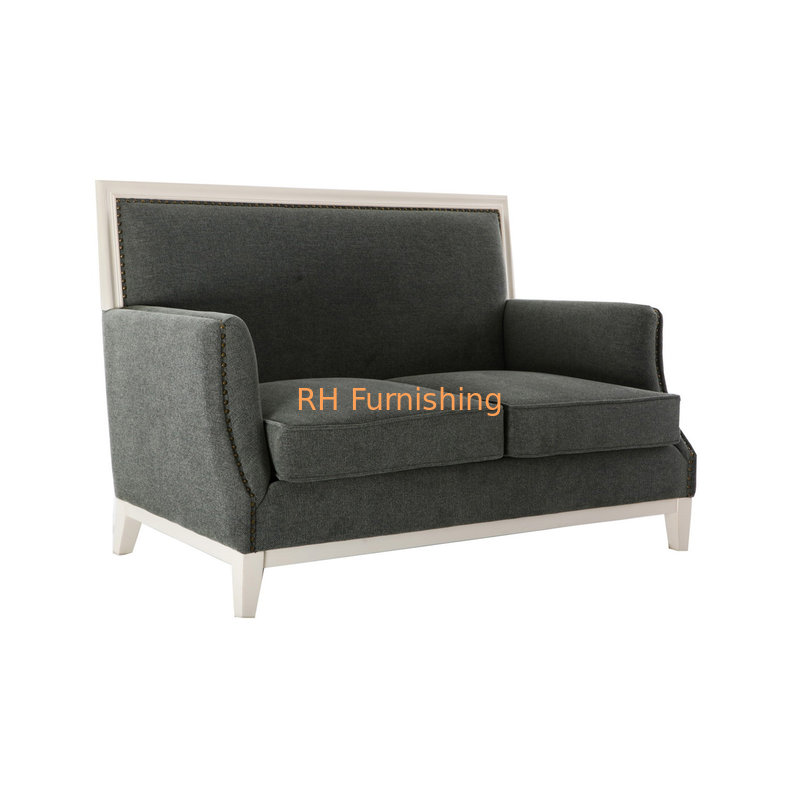 Hotel reception Sofa Set of Leisure style Fabric upholstered sofa 2+3 seat wood in white painting supplier