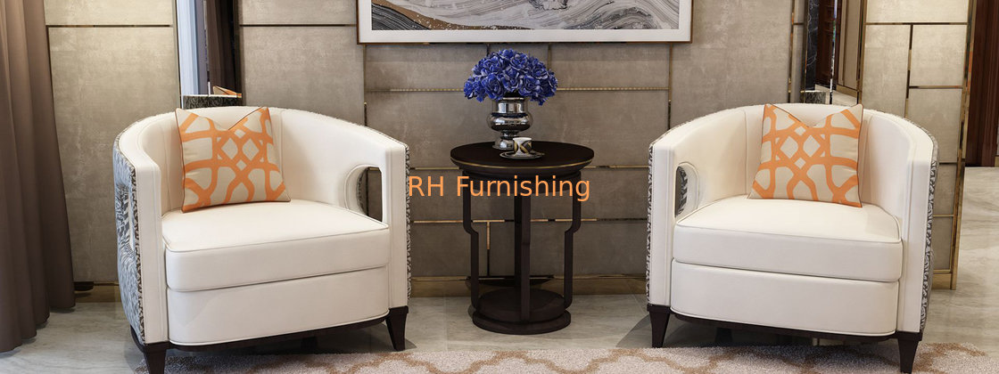 Light luxury Hotel Sofa used Leather upholstered Leisure chairs for Lobby seating furniture supplier