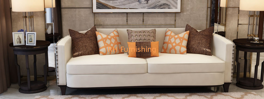 Fashion luxury design of Hotel Lobby furniture reception sofa set made by Leather cushion in Glossy painting legs supplier