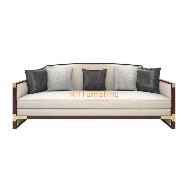 Hotel Lobby furniture modern Chinese style Solid wood Sofa set used Grey fabric cloth seating supplier