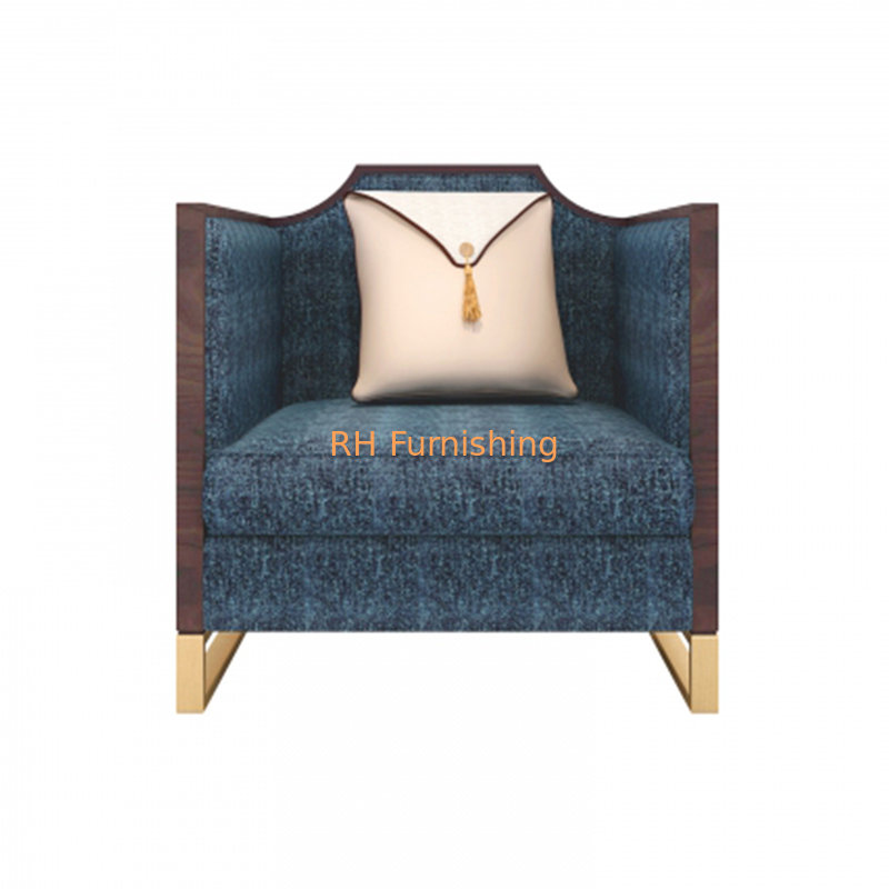 New Chinese style of Sofa chairs used Golden Stainless steel legs and High density sponge upholstered furniture supplier