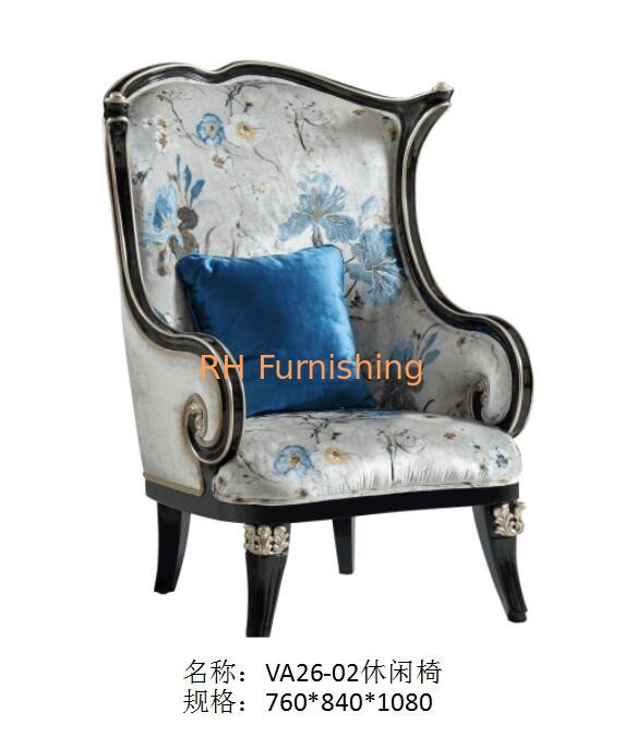 Villa house luxury furniture of Leisure sofa chairs in Fabric upholstered by Glossy painting Beech wood frame supplier