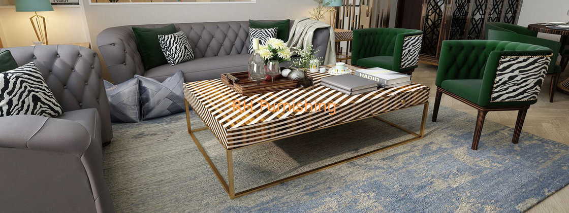 Hotel Lobby Sofa furniture used Leather upholstered 1+2+3 sofa set with Colorful coffee tabe Living room furniture supplier
