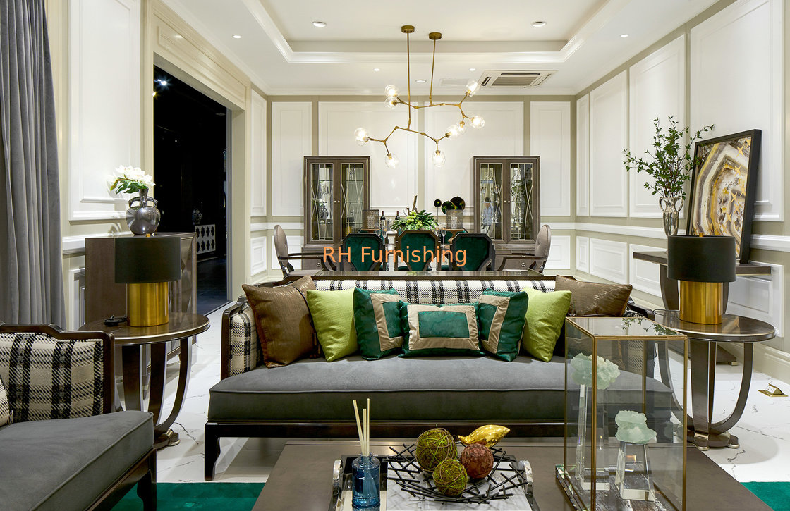 Villa house Lobby furniture of 1+2+3 seat Sofa in fabric Upholstered seating sofa furinture supplier