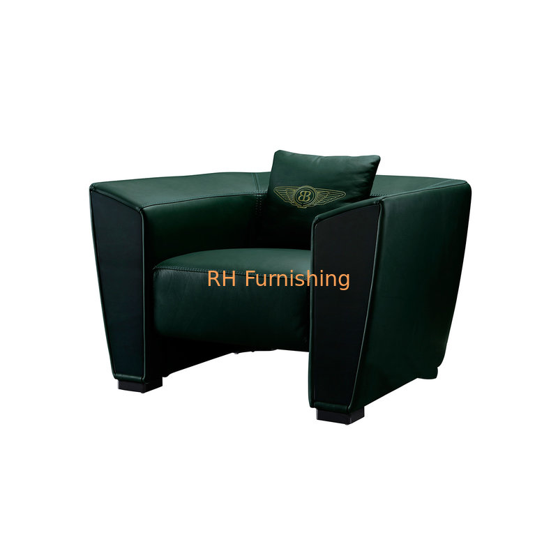 Lobby reception single sofas in Blue leather used high density foam for Living aera furniture supplier