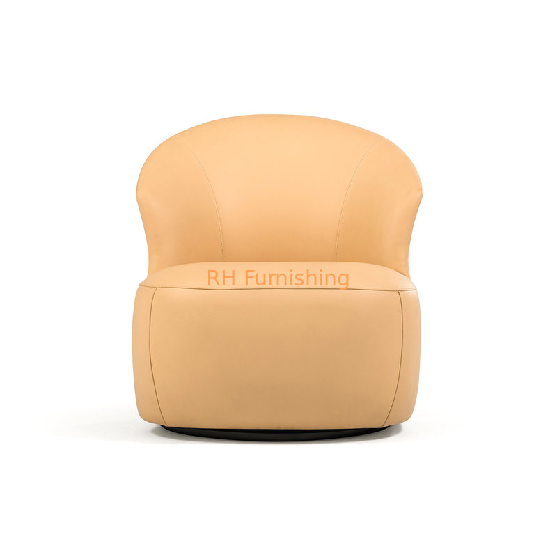 Modern American leisure single sofa for Salon club room used by leather sponge and Walnut wood curved back supplier