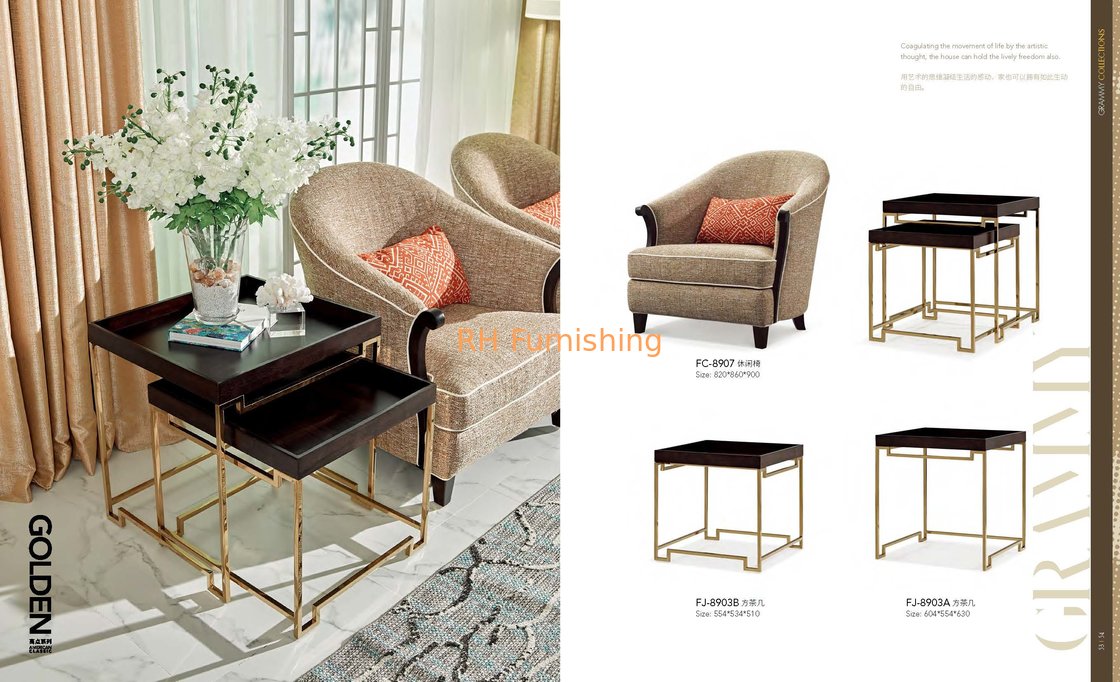Living room furniture Smart design Coffee table by Stainless steel legs with Oak wood table supplier