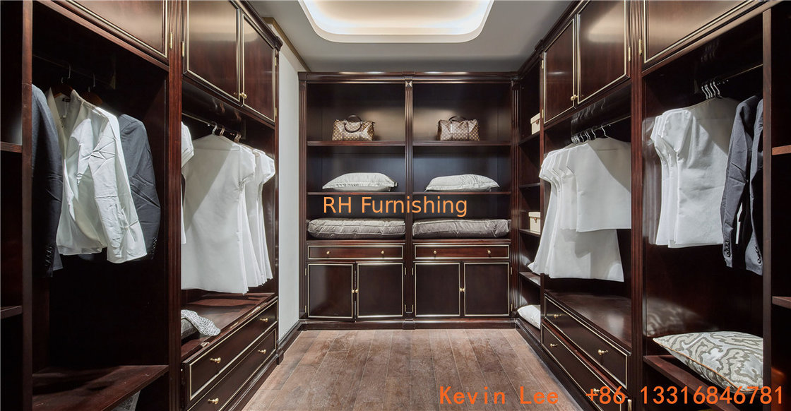 Customized built-in furniture wardrobe closet by wood cabinets with Jewellry counter for Luxury house whole furniture supplier