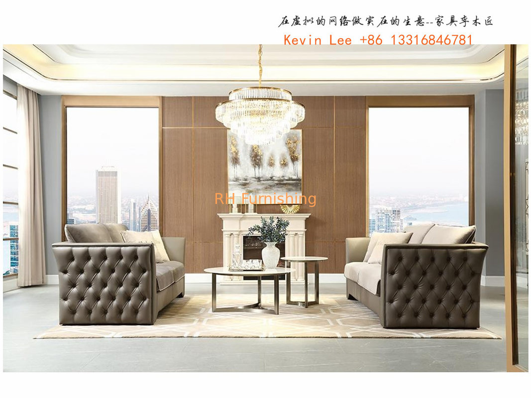 Elegance American style furniture in Light luxury design for Villa house living room leather sofa factory directly sale supplier