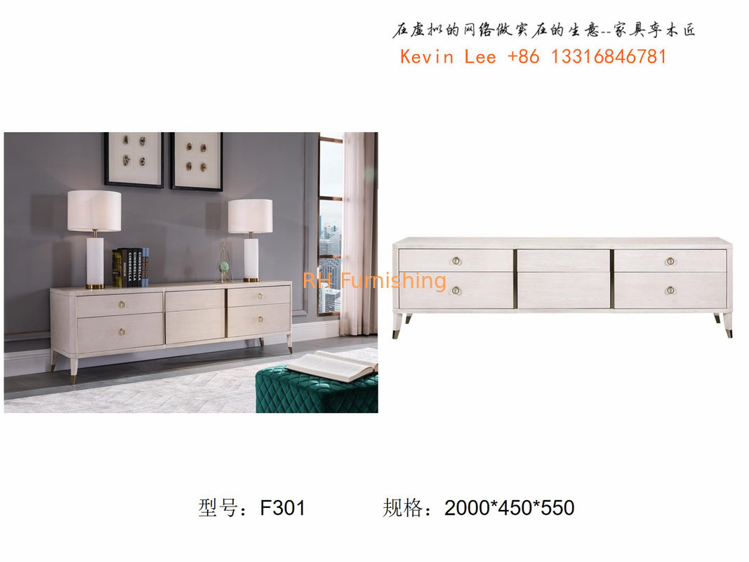 American style Living room furniture Floor stand for TV table in light luxury Stainless steel metal with Coffee table supplier