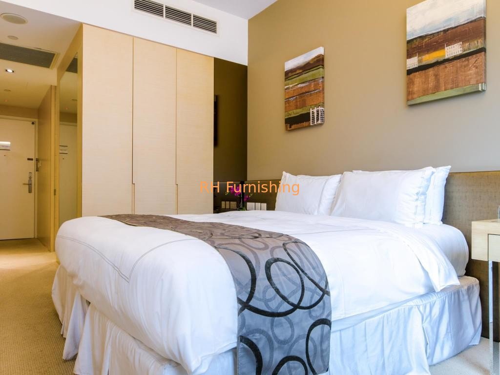 Oak laminate wood furniture for Hotel bedroom set by Writing desk in stainless steel legs with Wardrobe clost cabinets supplier