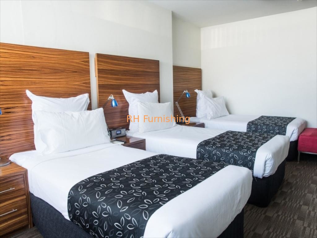 Budget Hospitality interior design furniture of Melamine chipboard bedroom sets with Fabric leisure sofa chairs supplier