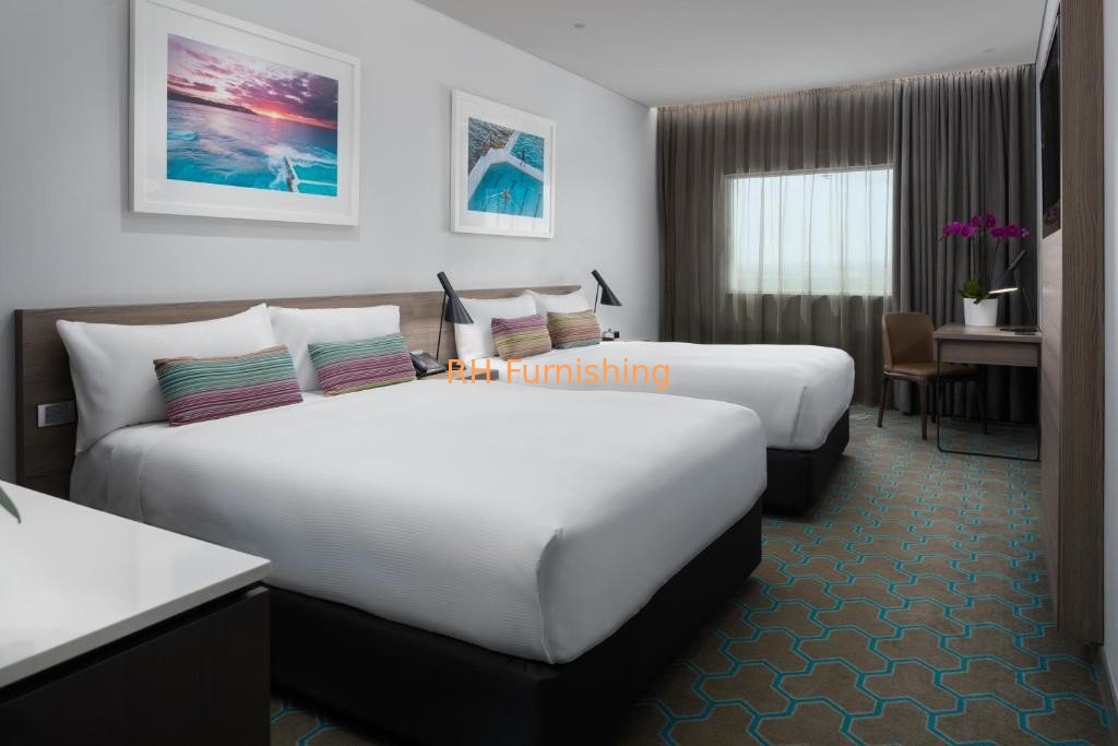Koh Kong hotel furniture manufactuer by designer Laminate board wall panel with Wood guestroom furniture supplier