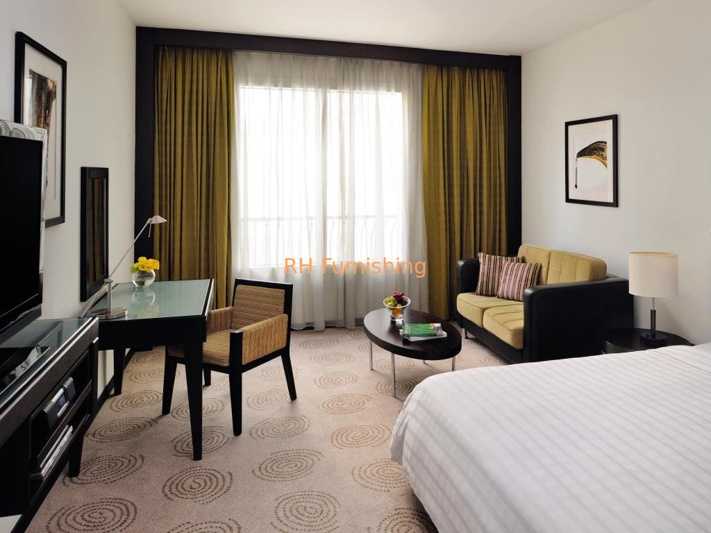 Purthisat wood factory for Hotel furniture of Bedroom set by wood bed and dresser table with Armchairs supplier