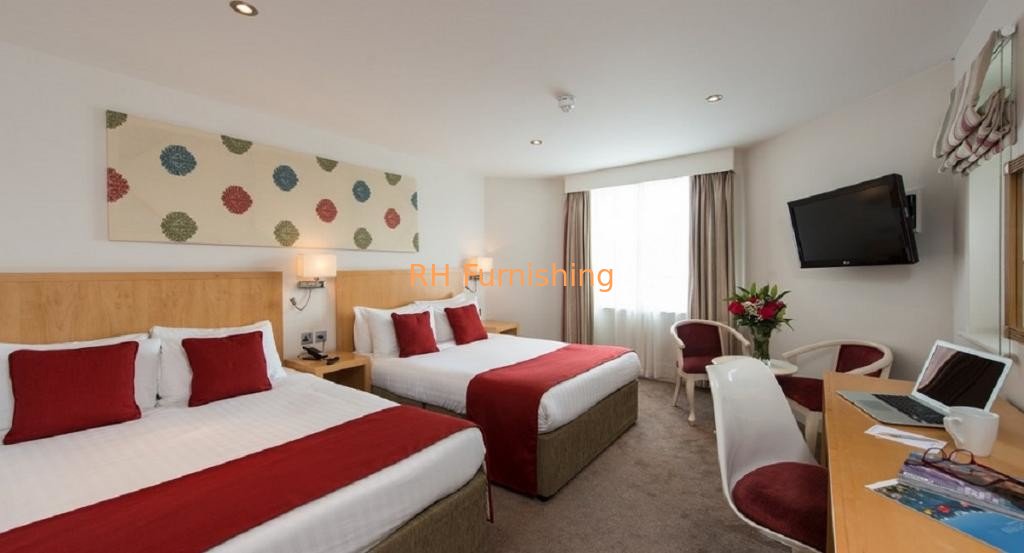 Negeri Terengganu Cheap hotel interior furniture of Bedroom single bed with Desk table and fabric upholstered sofa chair supplier
