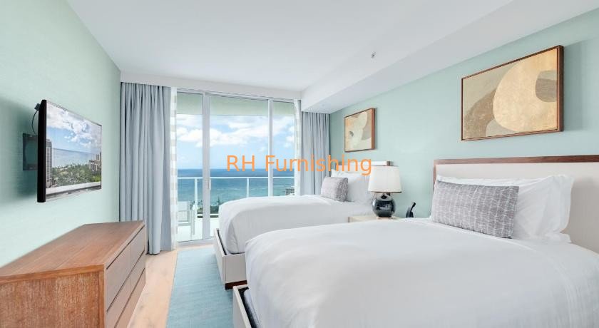 Daerah Khusus Ibukota hotel apartment furniture design of walnut wood with Upholstered fabric bed and living room sofa supplier