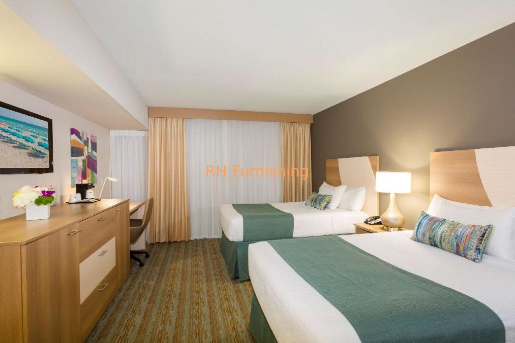 Thành phố Hải Phòng star hotel guestroom furniture for sale double bed with drawer cabinet made by laminate furniture supplier