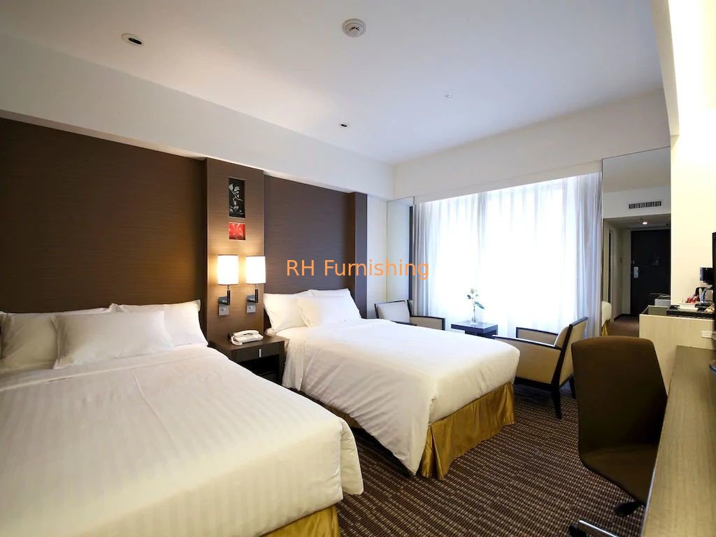 The Solomon Islands hotel furniture supplier from China for guestroom furniture bed with desk table and chaise sofa supplier