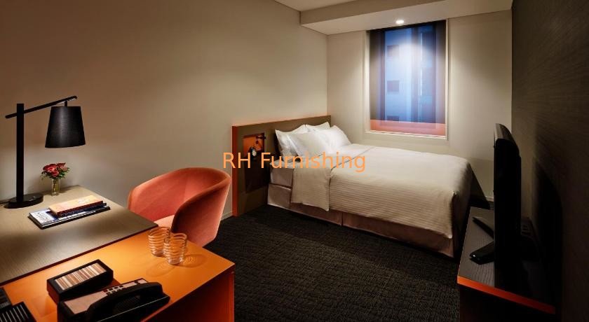 Darwin hotel style apartment samll space furniture by single bed with dining table and leather sofa chair supplier