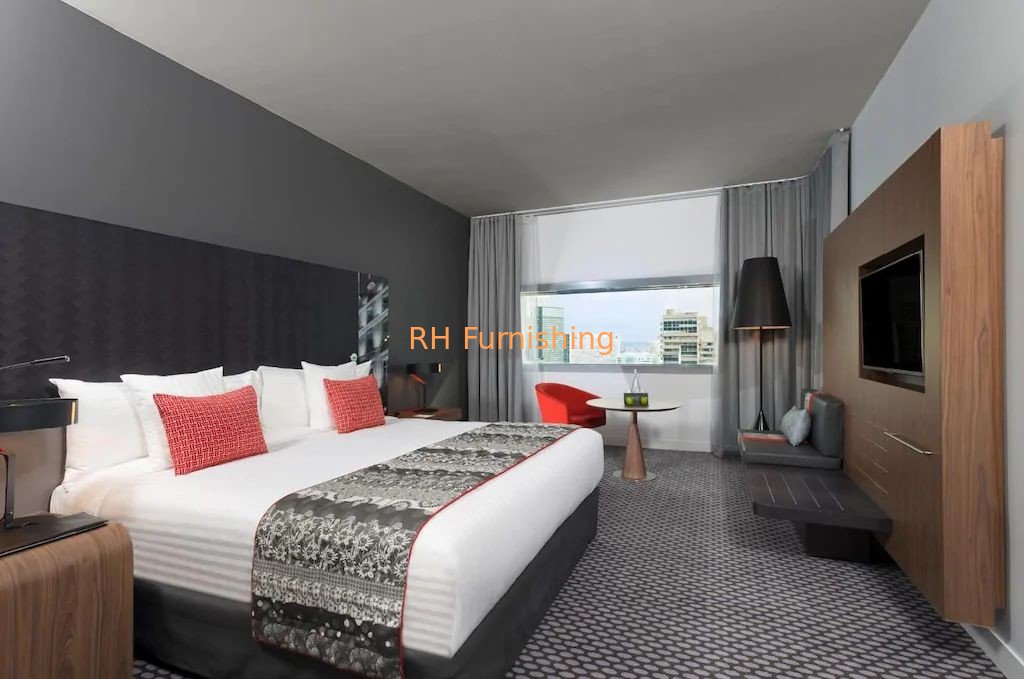 Gabonese furniture supplier for hotel bedroom set of leather bed with sofa and TV wall cabinet used laminate furniture supplier