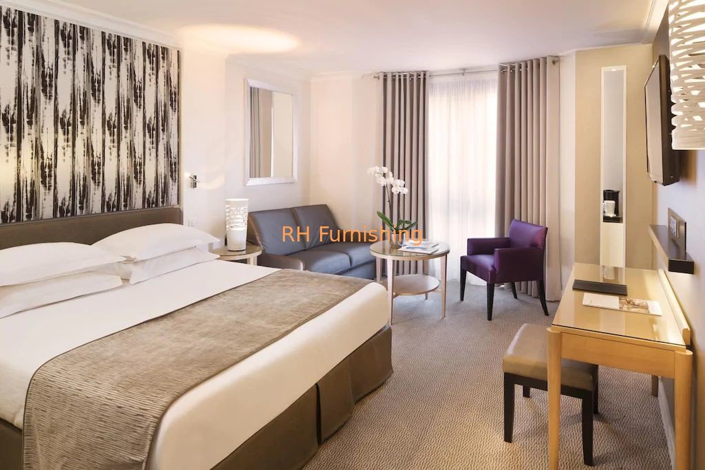 South Africa hotel interior furniture from China factory for guestroom bed set with sofa in leather upholstered and wood supplier