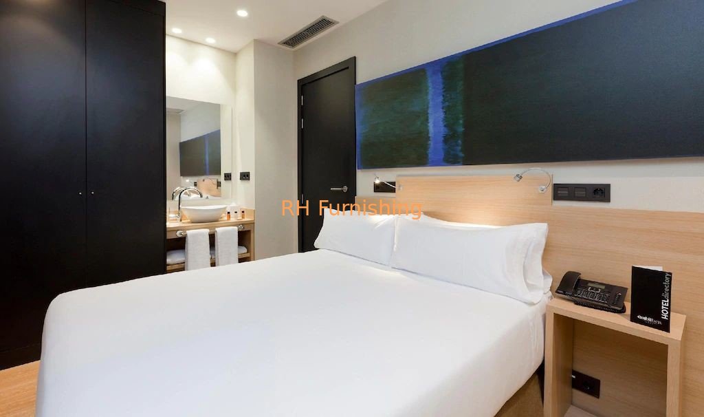 Tanzania Dodoma hotel style apartment of laminate bed set furniture with wardrobe and TV cabinet luggage stand supplier