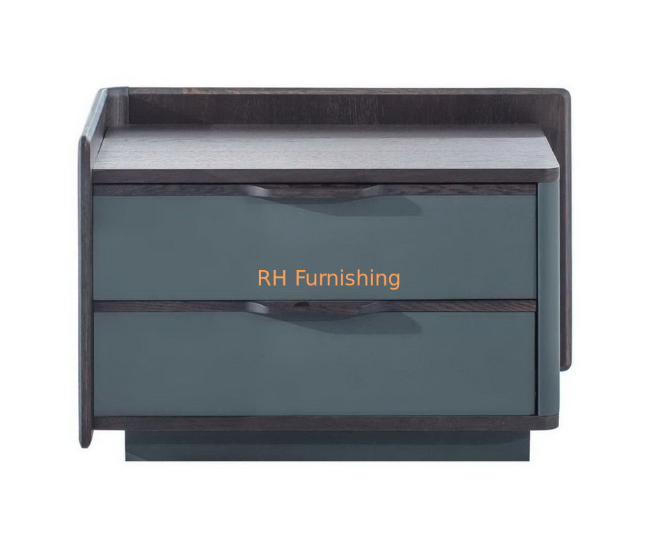 Luxury design Nightstand table by Oak wood furniture of Leather covered drawer panel made from China manufactuer supplier
