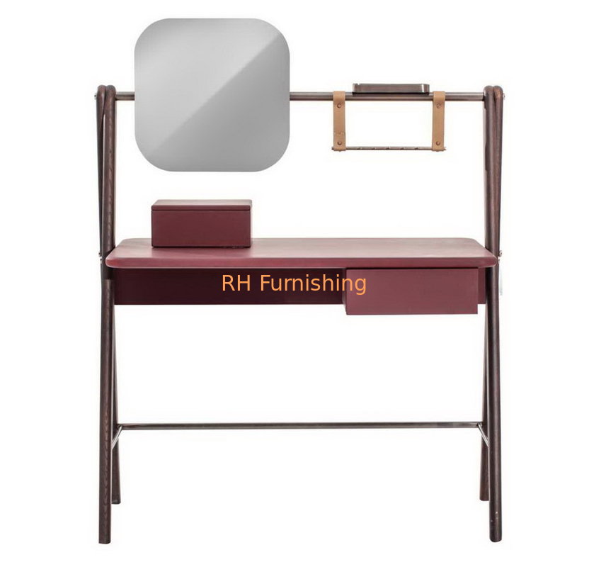 Italy design of Dresser with Mirror by Oak wood table in Pure painting and Smart storage drawers leather belt decorative supplier