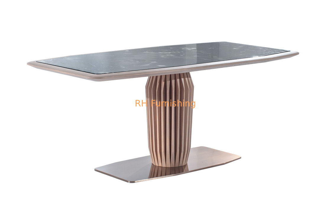 High end design furniture for Star hotel and Villa room used Restaurant table and fabric chairs by wood with marble top supplier