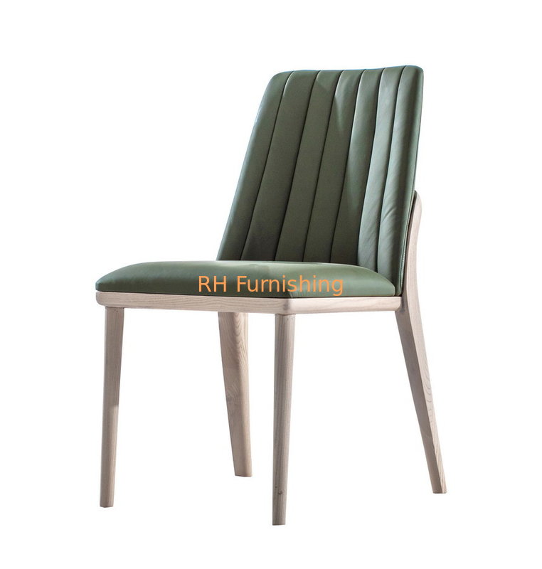 Oak wood frame structure in PU painting with Leather upholstered cushion Dining chairs made from China furniture factory supplier