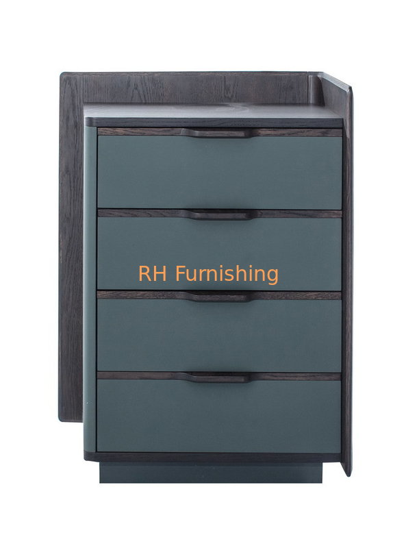 Italy design Bedroom furniture of 5 drawers cabinet in Oak wood casa with blue painting drawer panels and Tall drawer supplier