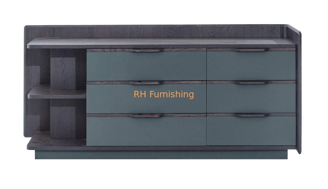 Side storage cabinet for big chest drawer with display shelves by Oak wood CASA in dark painting made from China factory supplier
