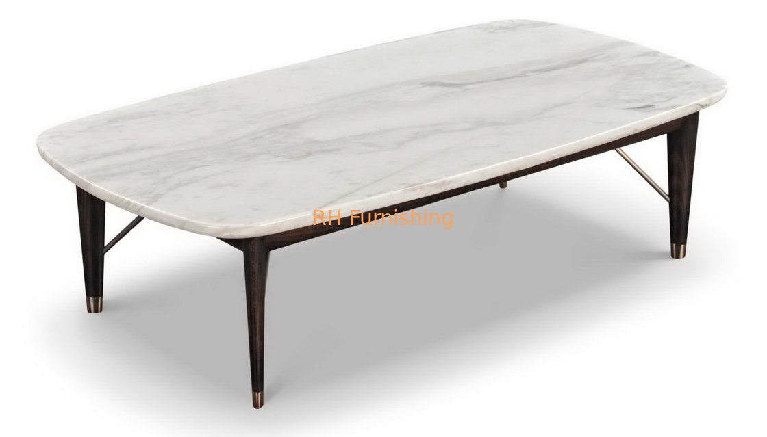 Long table for Cocktail lounge coffee table by marble stone top with Oak solid wood and Stainless steel legs supplier