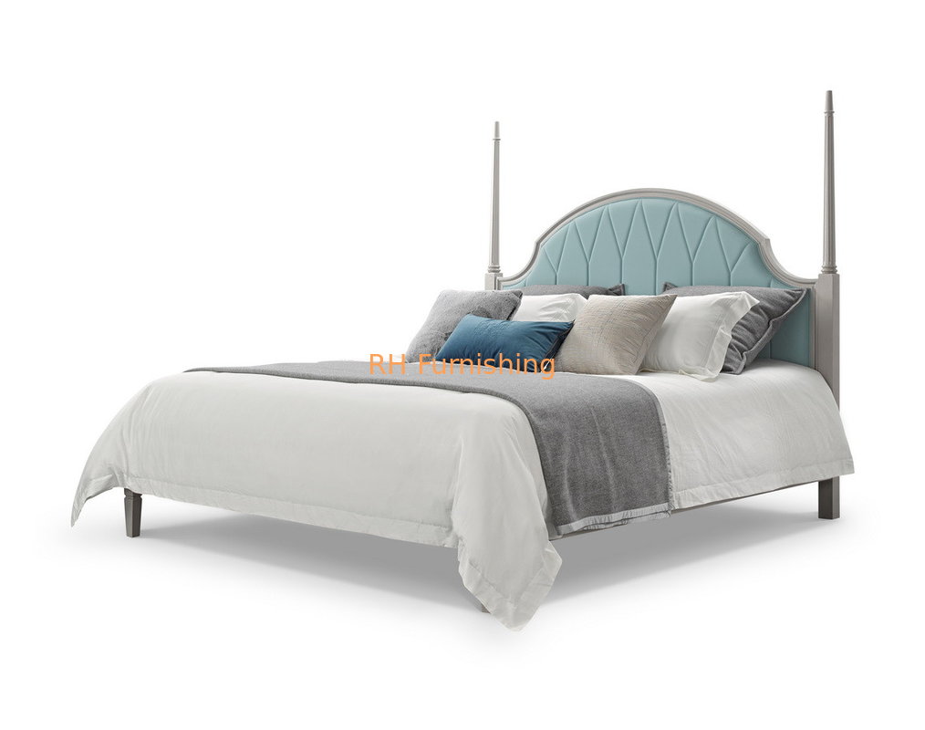 Modern American style Design Bedroom furniture set by Leather upholstered headboard bed made China RIGHTHOME factory supplier