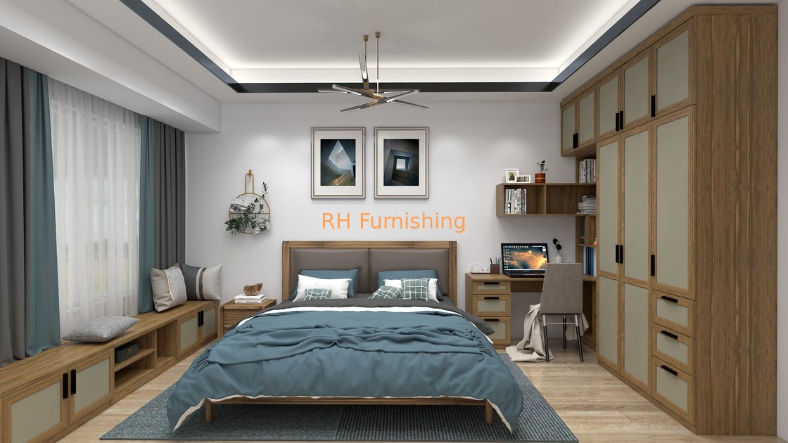 Modern Design Of Bedroom Furniture In Wall Closet And Open Door Wardrobe Cabinet With Home Office Reading Desk Table supplier