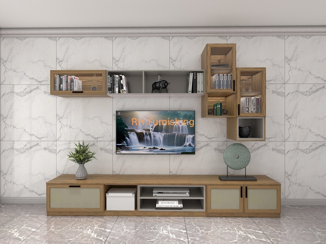 Wall Unit Set Of TV Floor Stand On Wall Cabinets Hydraulic Pressure Storage Racks Living Room Set Furniture supplier