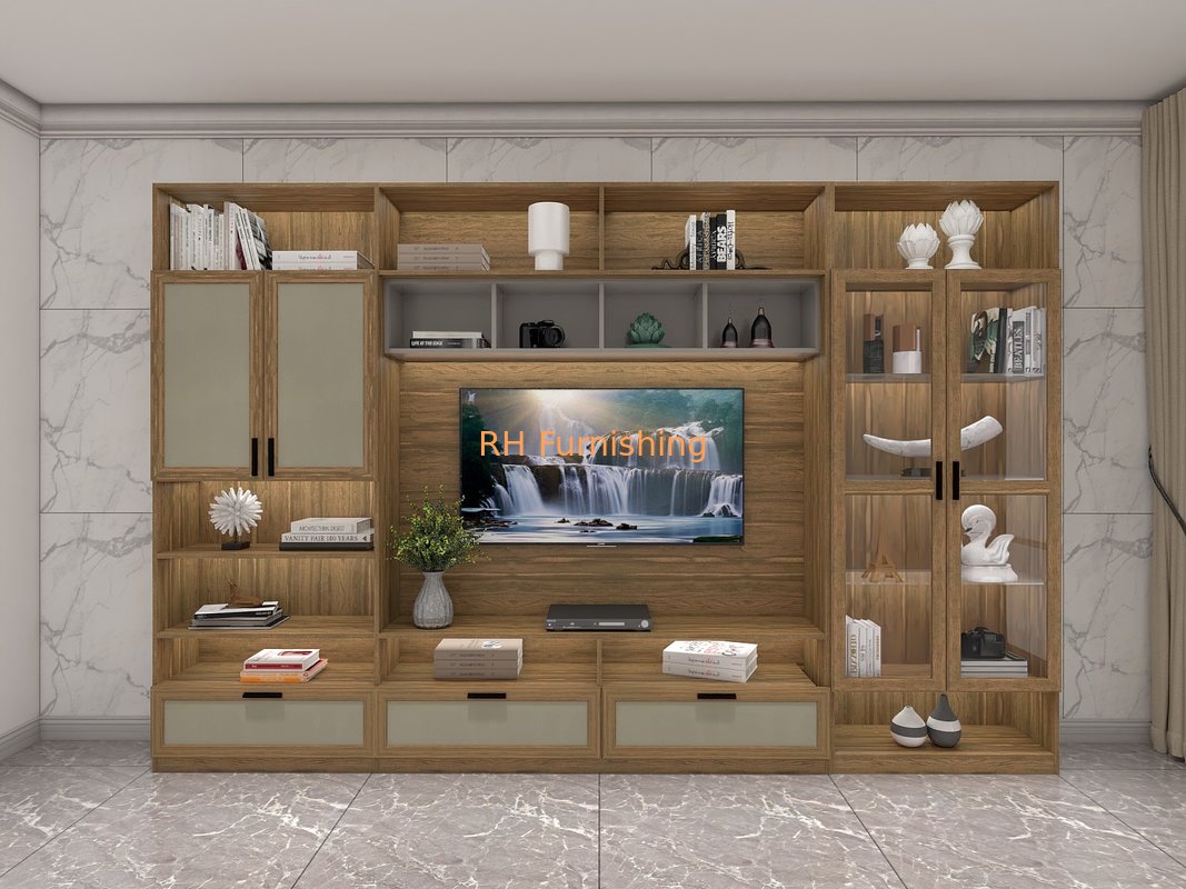 Integral Wall Cabinet Display Shelves And TV Floor Stand With tall made by china closet factory supplier